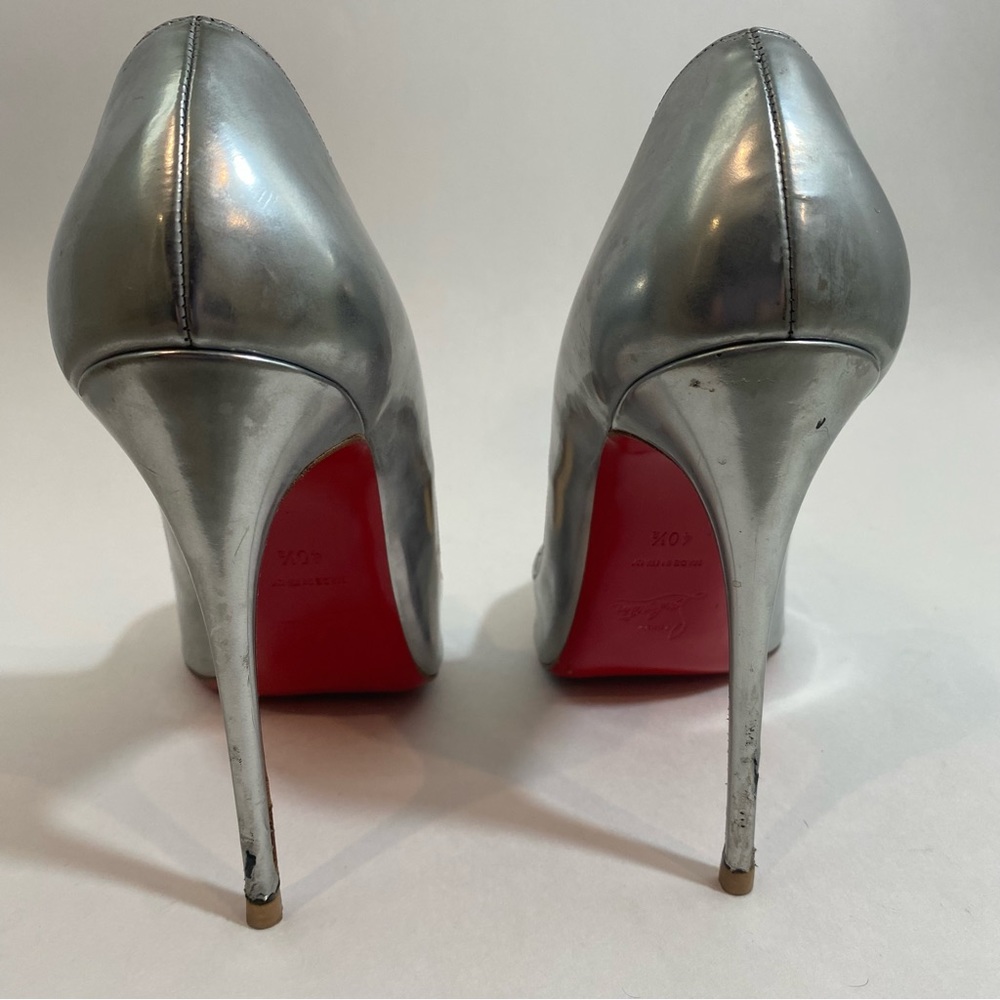 Christian Louboutin Silver So Kate Heels - Gem